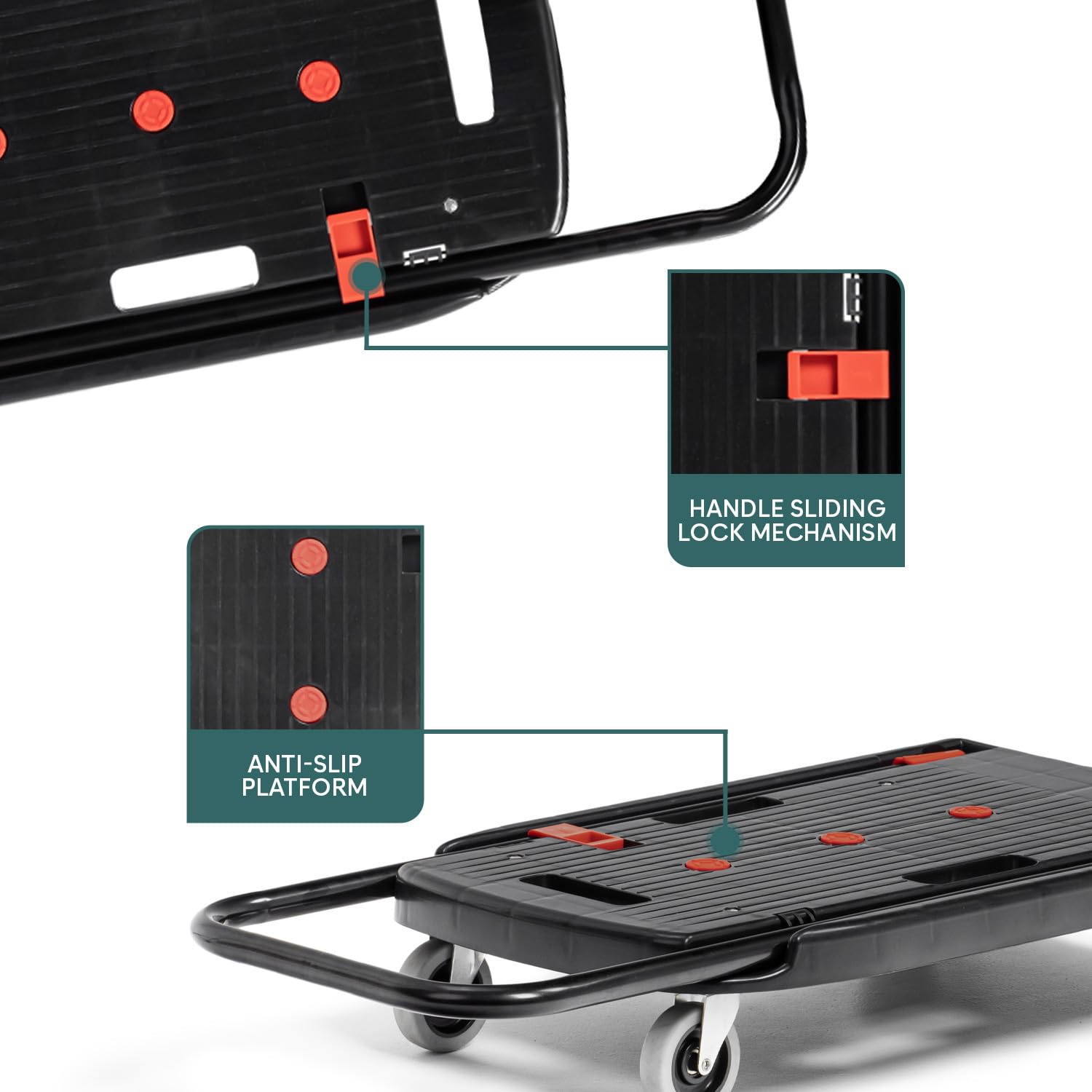 BIGAPPLE 150kg Capacity Plastic Foldable Platform Trolley for Heavy We ...