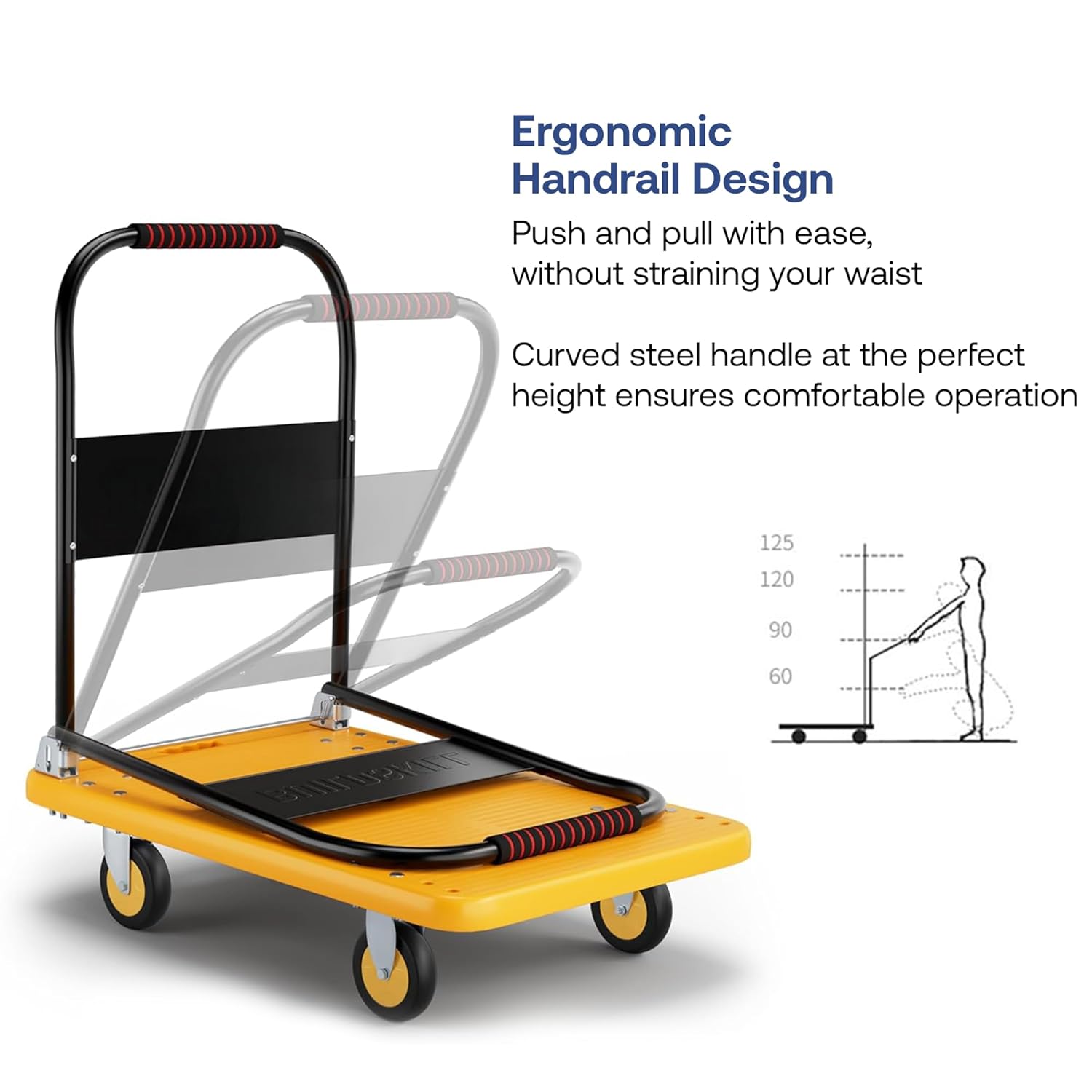 BIGAPPLE 250kg Capacity Plastic Foldable Platform Trolley for Heavy We ...
