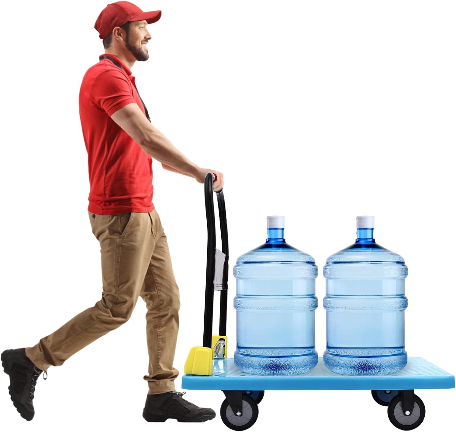 BIGAPPLE 250kg Capacity Plastic Foldable Platform Trolley for Heavy We ...