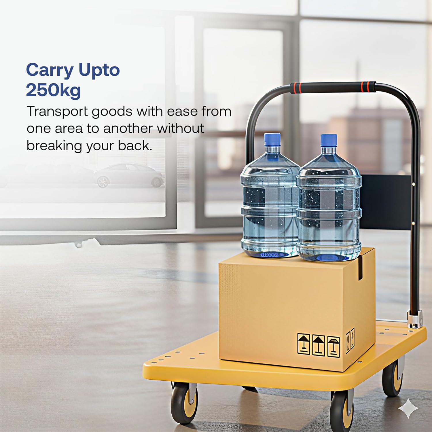 BIGAPPLE 250kg Capacity Plastic Foldable Platform Trolley for Heavy We ...