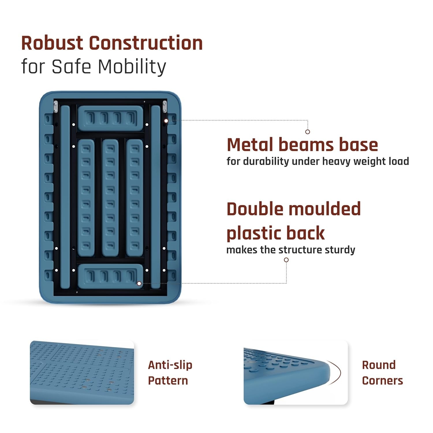 BIGAPPLE 250kg Capacity Plastic Foldable Platform Trolley for Heavy We ...