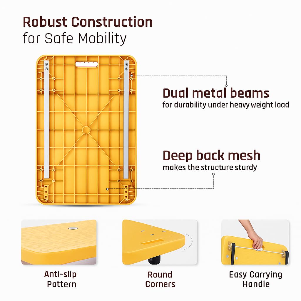 BIGAPPLE 150kg Capacity Plastic Foldable Platform Trolley for Heavy We ...